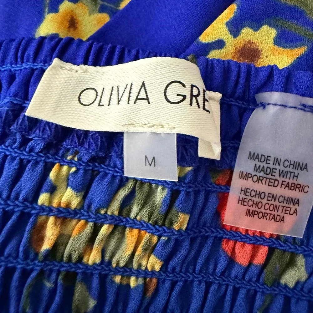 Olivia Grey | Dresses | Olivia Grey Floral Midi Dress Blue Poppy Button ...